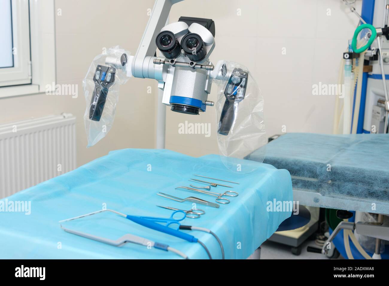 Equipment and medical devices in modern operating room. Surgical room ...