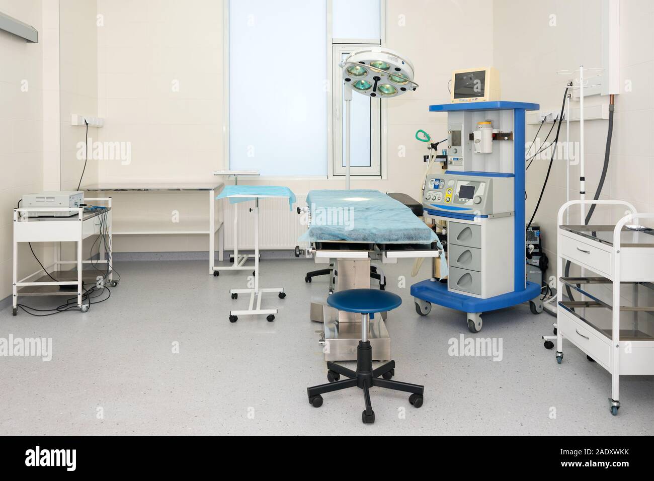Equipment and medical devices in modern operating room. Surgical room ...
