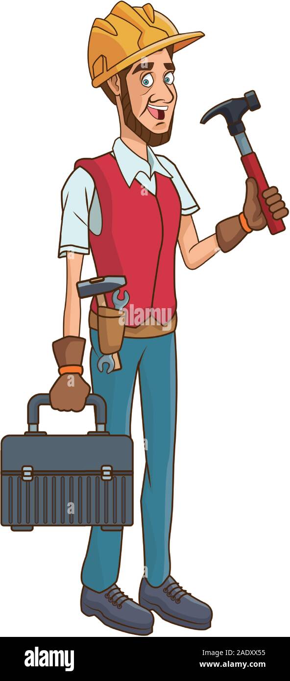 cartoon construction man with tool box icon Stock Vector Image & Art ...
