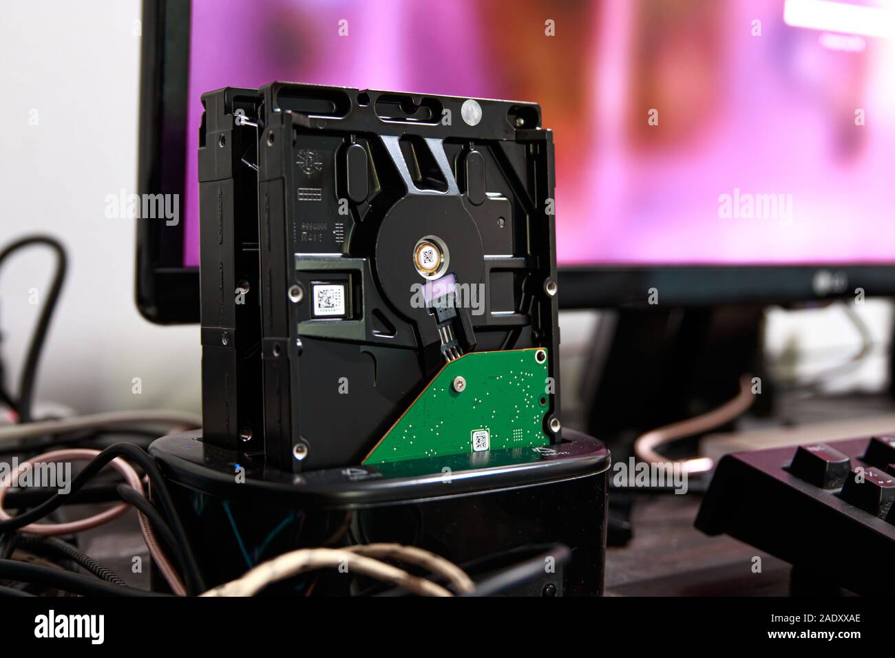 Hard Drives connected to Windows Computer via USB Dock Stock Photo - Alamy