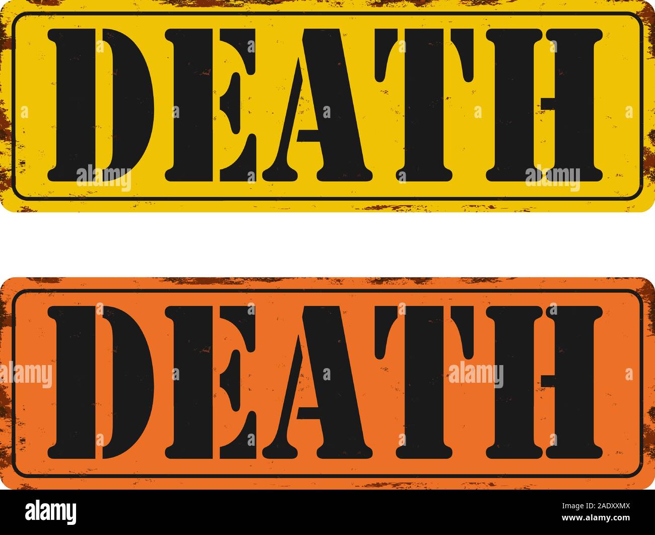 Death Vintage metal sign board graphics set. Rusty effect tin plate ...