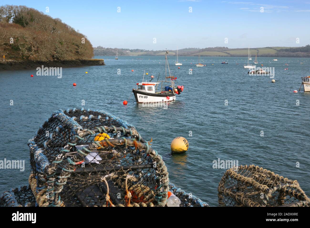 Carrick Roads and the entrance to Mylor Creek from the fishing quay at ...
