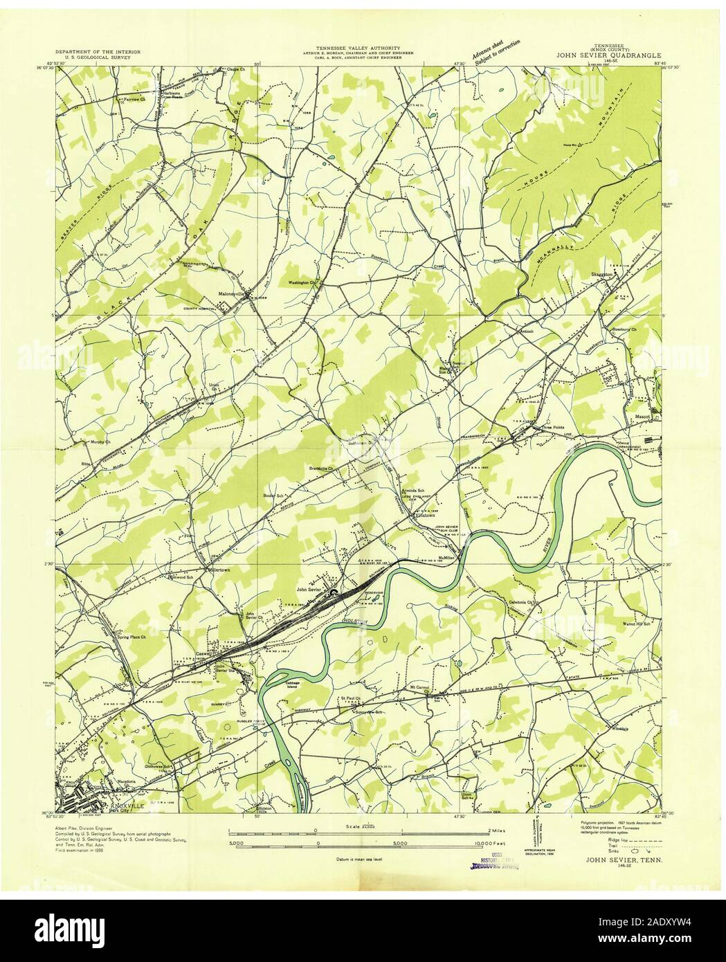 USGS TOPO Map Tennessee TN John Sevier 147854 1936 24000 Restoration ...