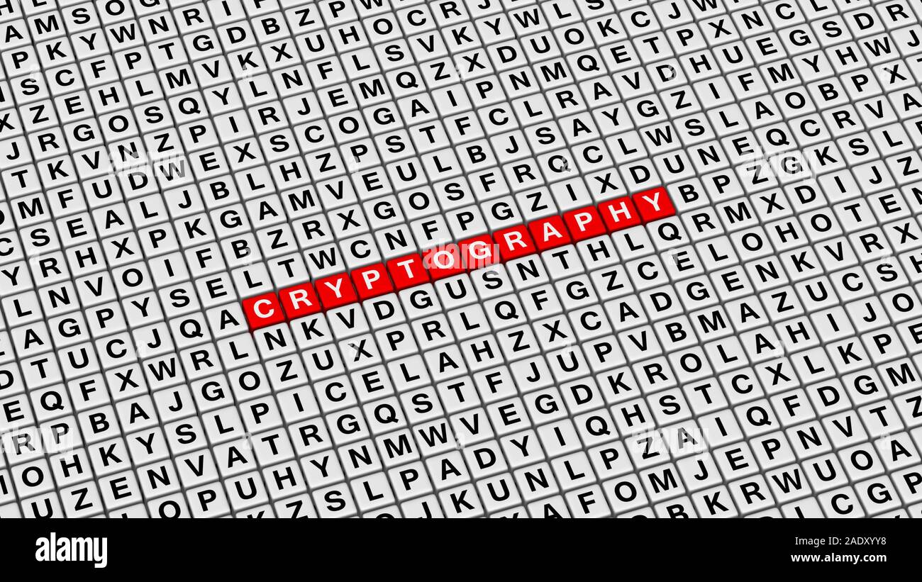 Cryptography Word on 3D Cubes Background With Random Letters for ...