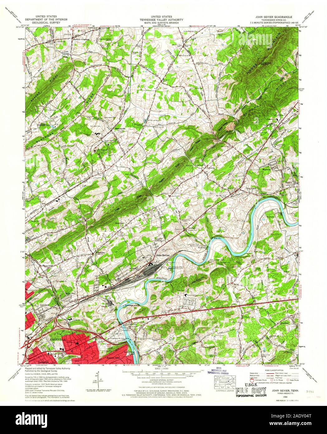 USGS TOPO Map Tennessee TN John Sevier 147859 1966 24000 Restoration ...