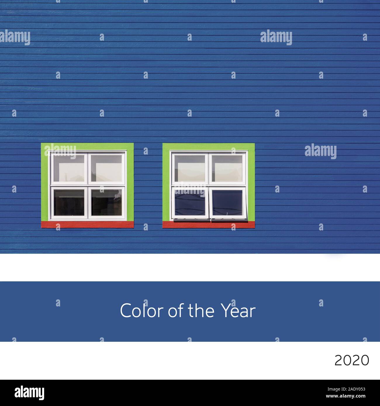 Color of the year 2020. A background of a blue building, in classic ...