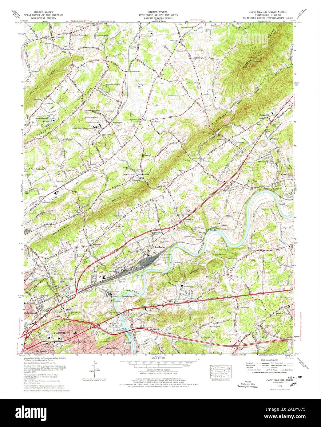 USGS TOPO Map Tennessee TN John Sevier 147860 1978 24000 Restoration ...