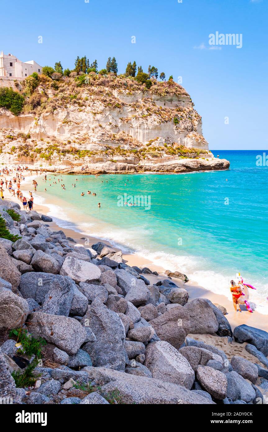 Rotonda Beach, Tropea, Calabria, Italy - September 07, 2019: Landscape ...