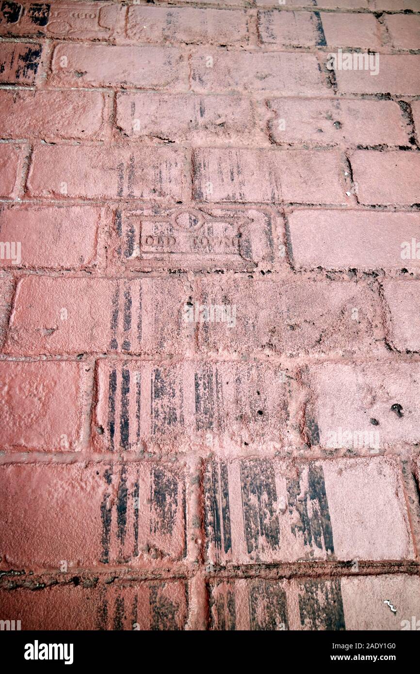 painted brick pavement with tire burn marks old town kissimmee florida ...