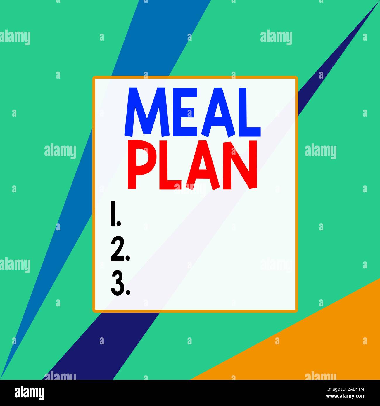 Conceptual hand writing showing Meal Plan. Concept meaning arrangement ...