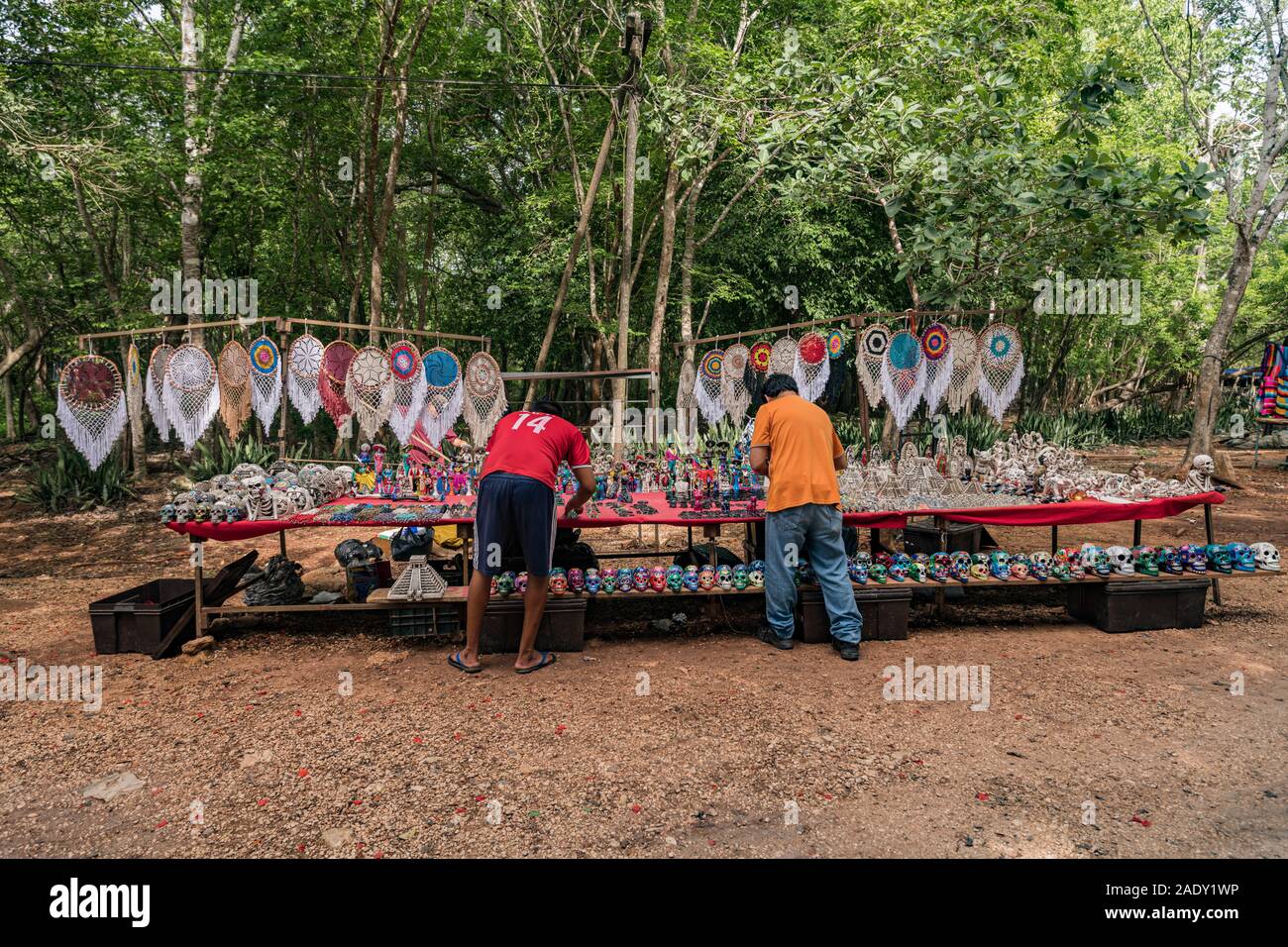 Mexican vendors put out their merchandise at Chichen Itza the site of ...