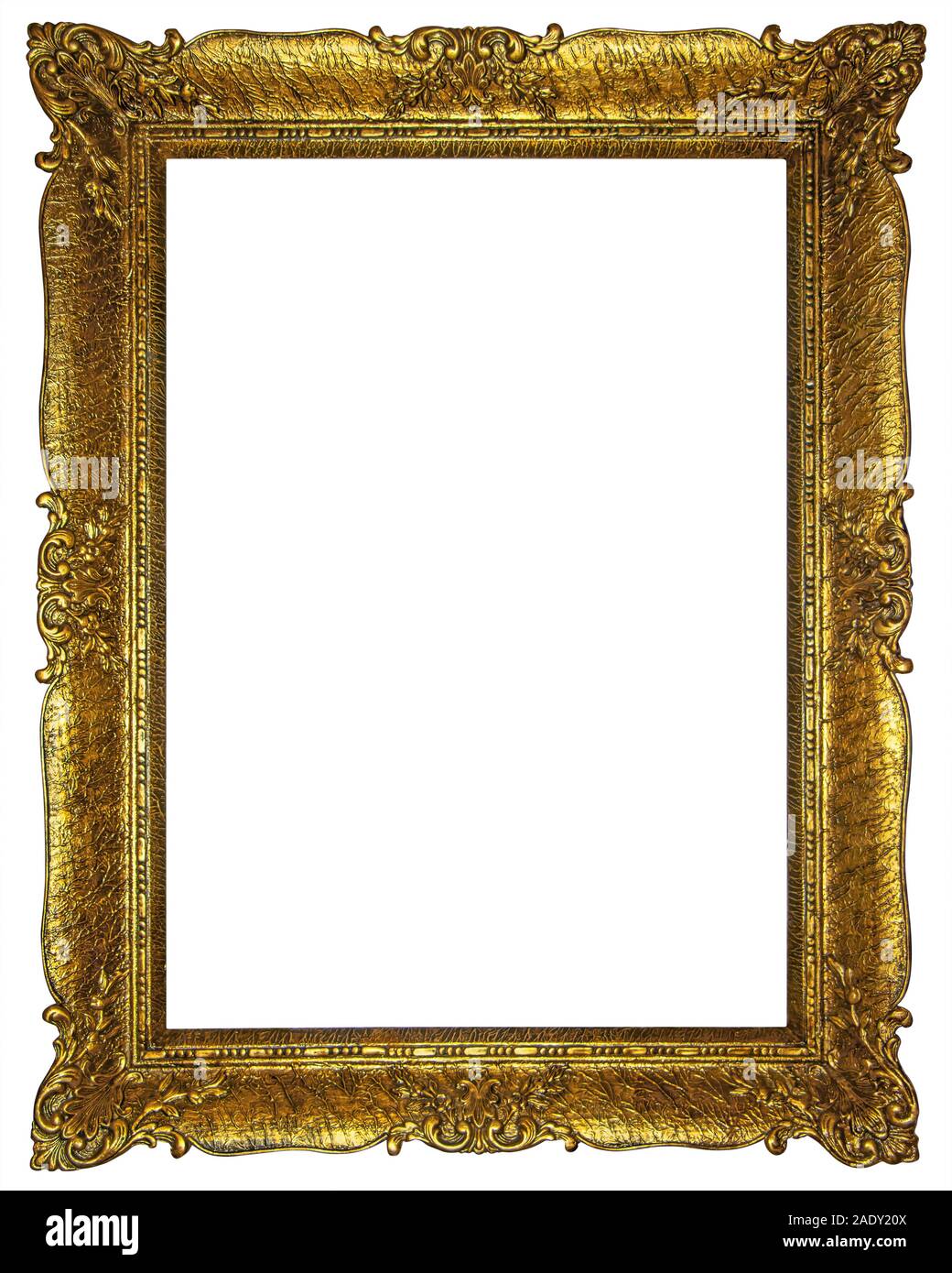 Old wooden gilded rectangle Frame Isolated on white background Stock ...