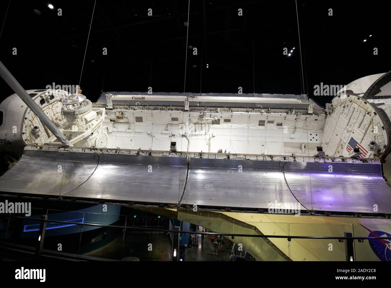 cargo bay open on the space shuttle atlantis on display in the kennedy ...