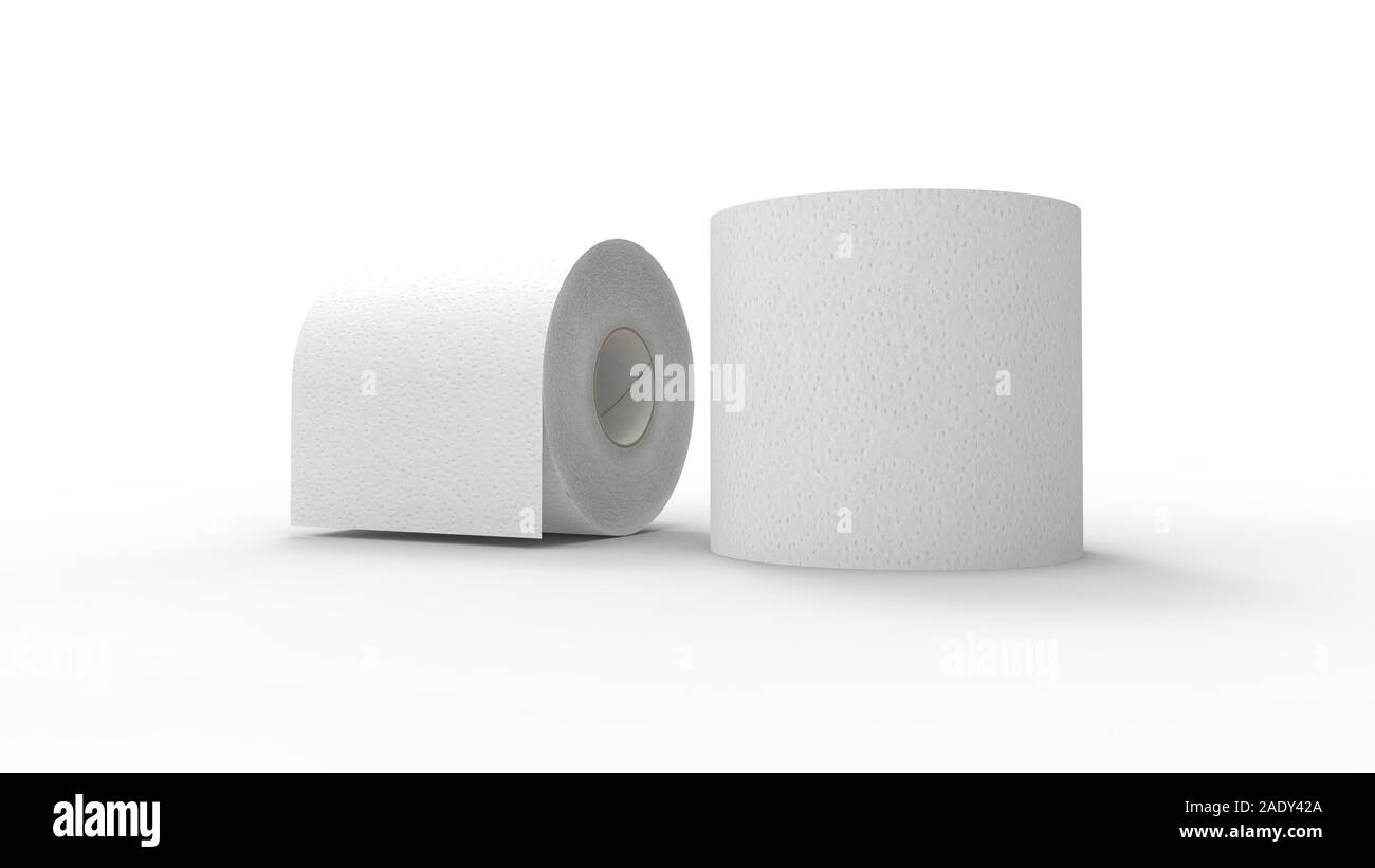 3d rendering of two toilet paper rolls isolated in a studio background ...