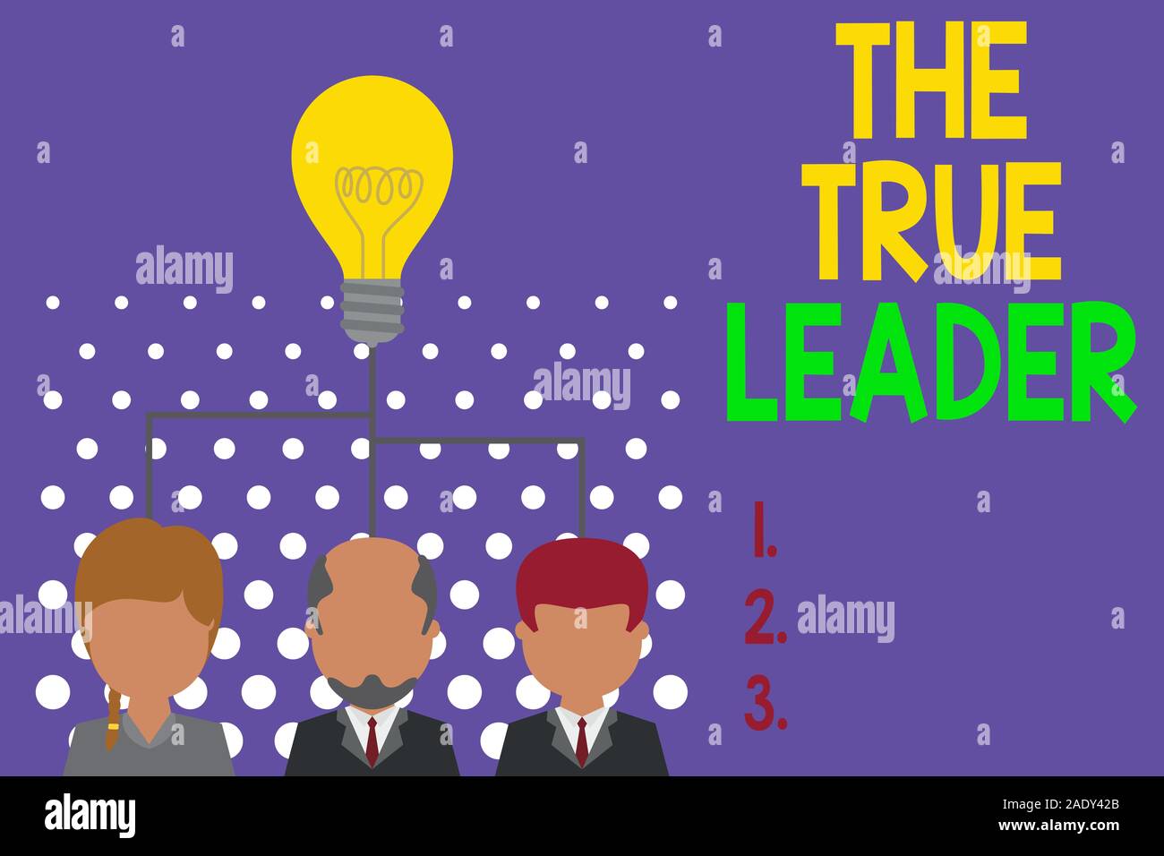 Writing note showing The True Leader. Business concept for one that ...