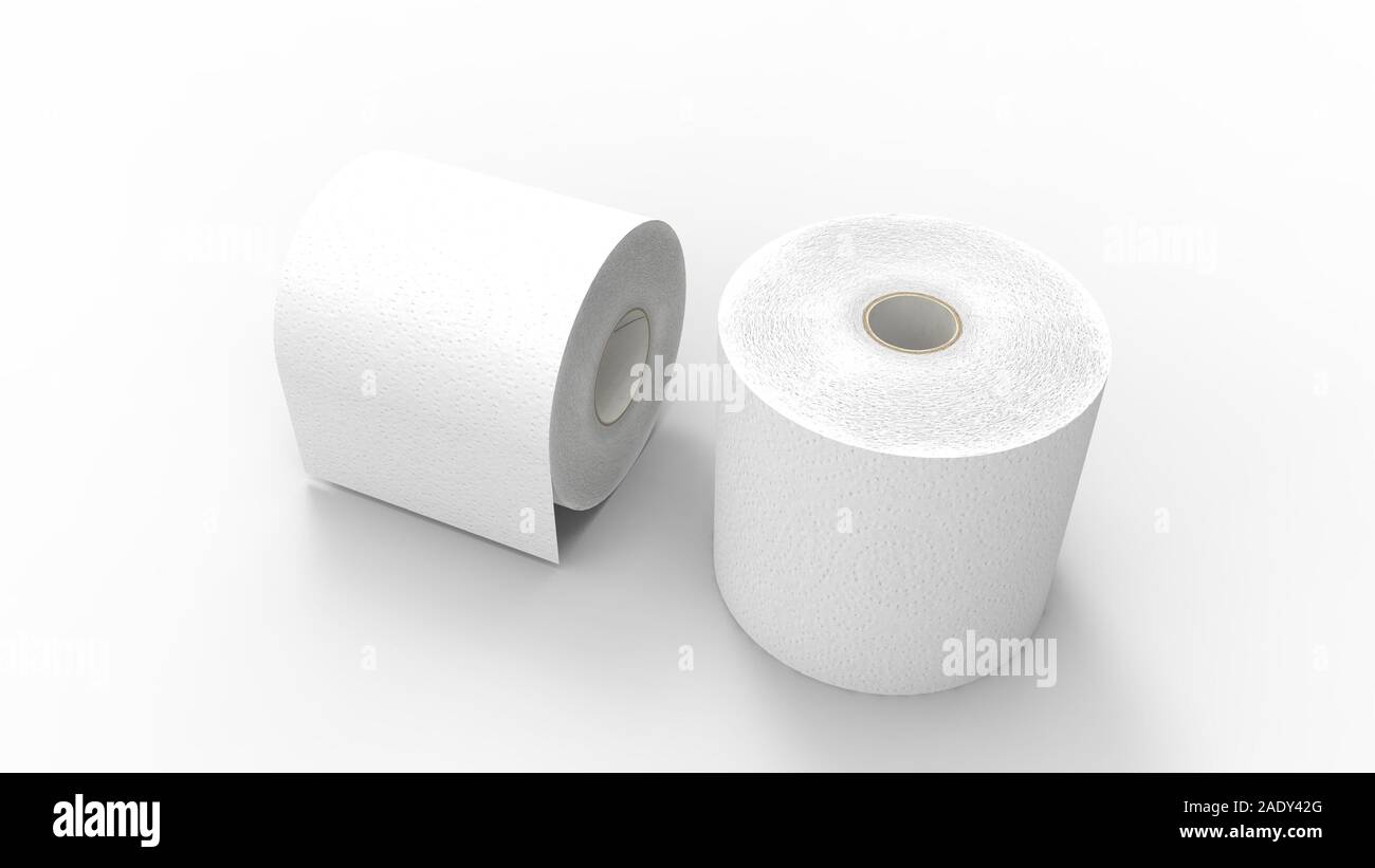 3d rendering of two toilet paper rolls isolated in a studio background ...