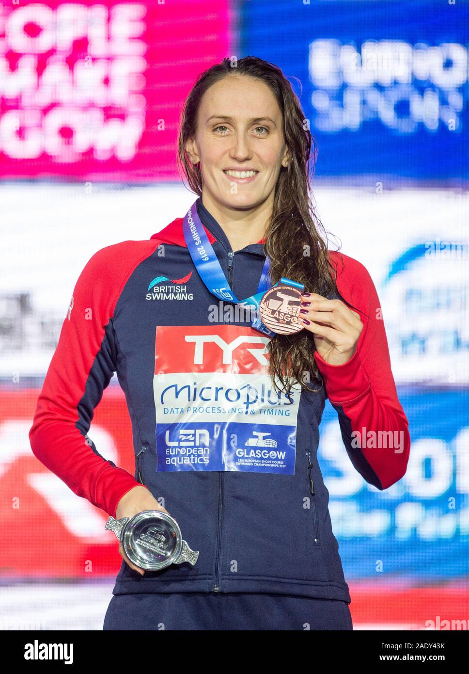 Great Britain's Georgia Davies with her bronze medal in the Women's ...