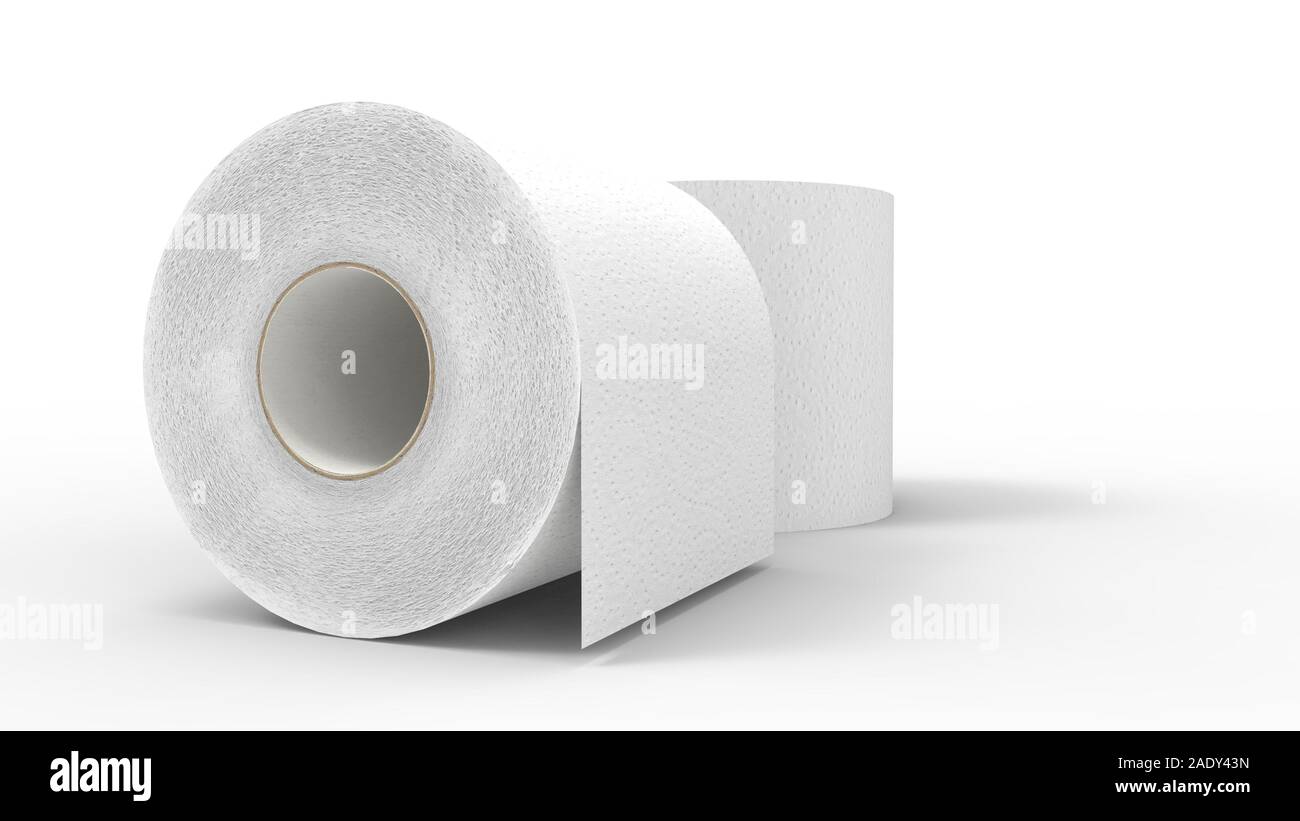 3d rendering of two toilet paper rolls isolated in a studio background ...