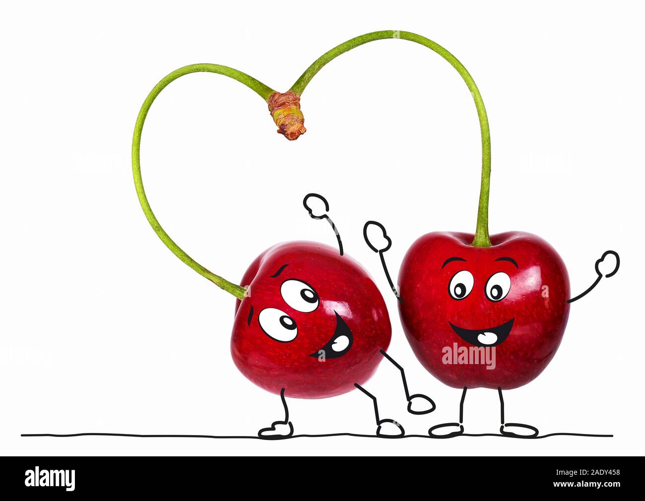 Organic fruit, here cherries as a comic Stock Photo - Alamy