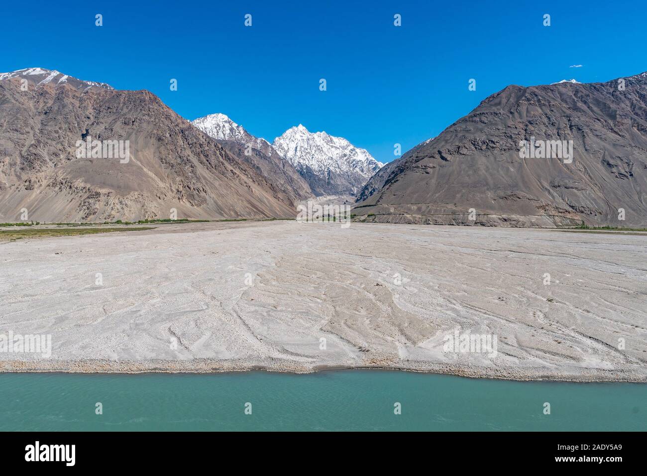 Pamir Highway Wakhan Corridor View with Panj River Valley and ...