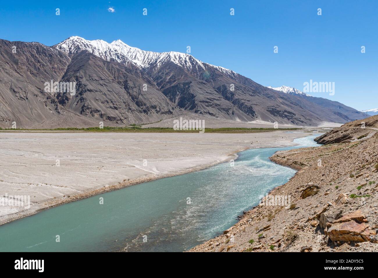 Pamir Highway Wakhan Corridor View with Panj River Valley and ...
