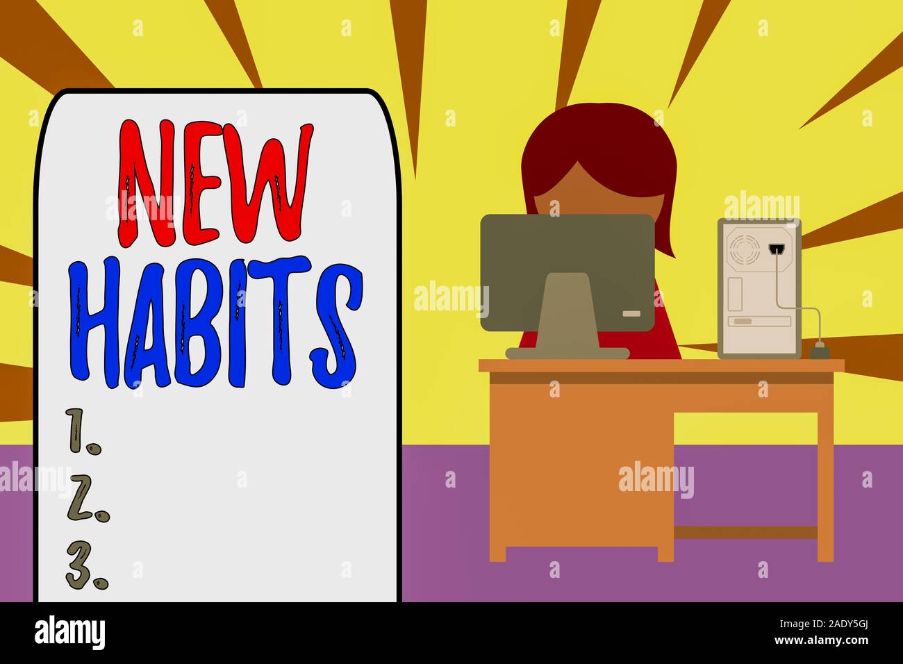 Handwriting text New Habits. Conceptual photo change the routine of ...