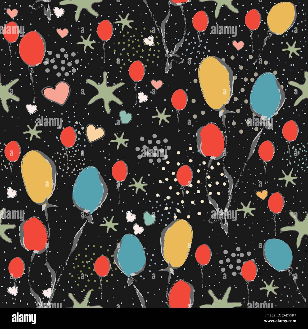 Seamless Cute Pattern with colorful air Balloons. Scandinavian Style ...