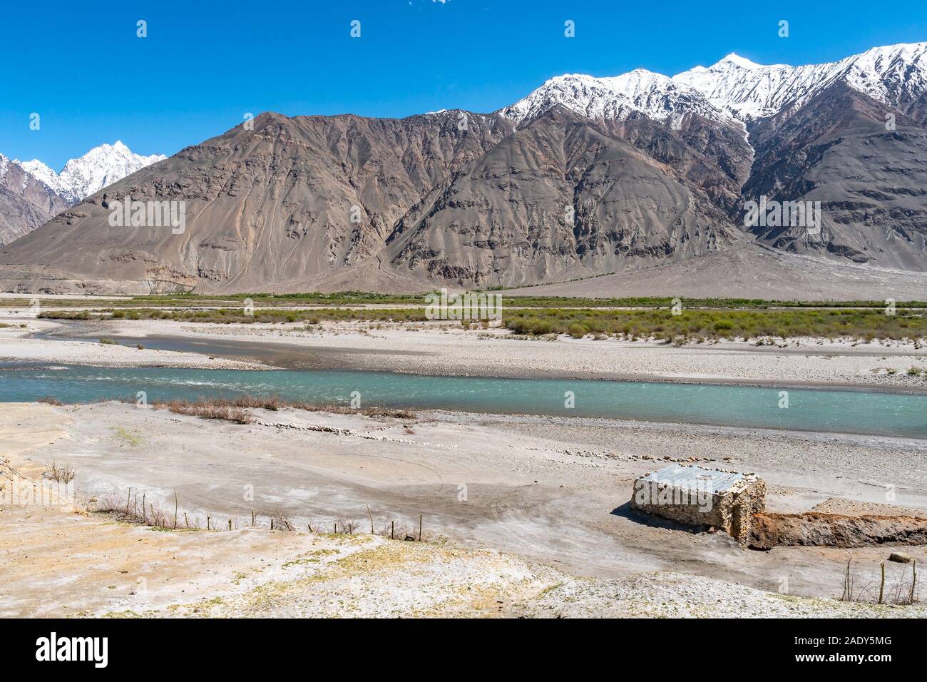 Pamir Highway Wakhan Corridor View of a Hut with Panj River Valley and ...