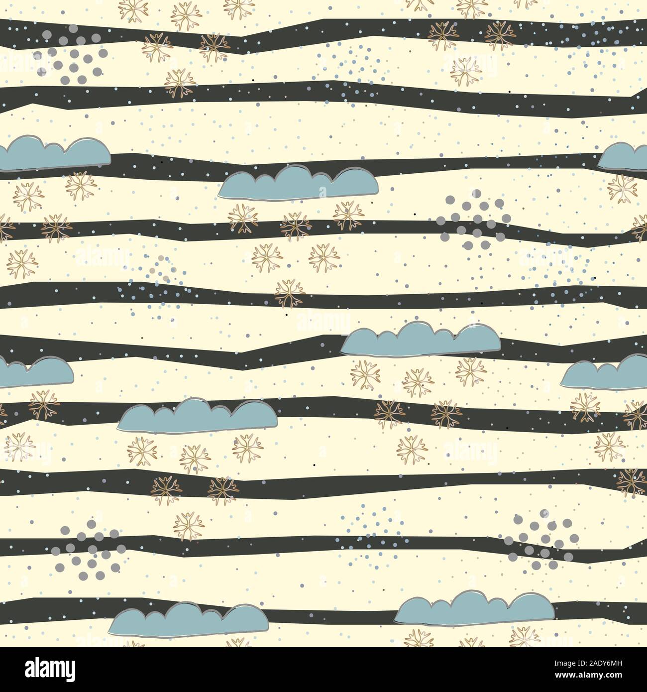 Cute Cloud seamless Pattern. Scandinavian Hand Drawn Style. Rainy Day ...