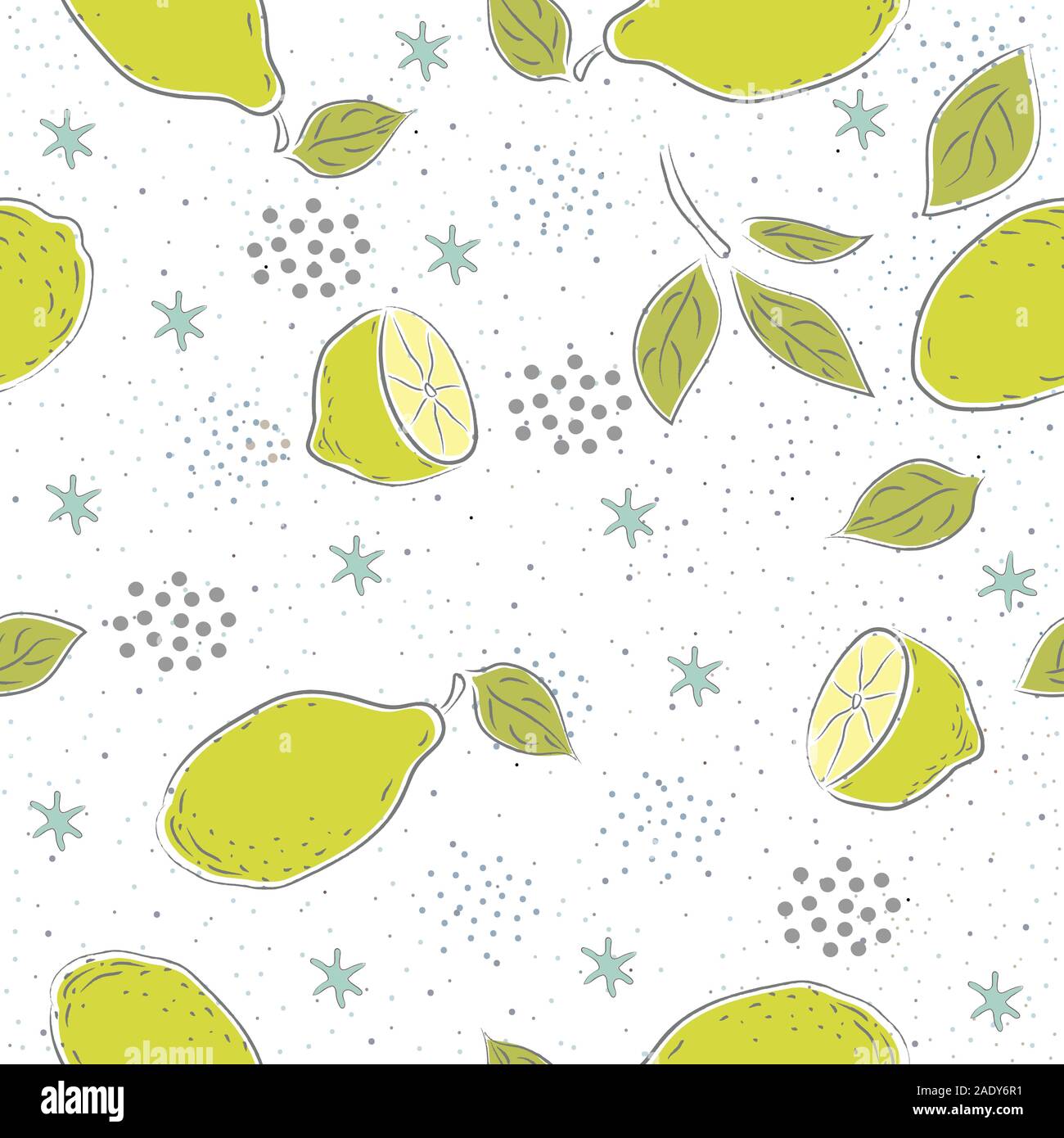 Seamless Pattern with cute limes. Scandinavian Hand Drawn Style Stock Vector Image & Art - Alamy