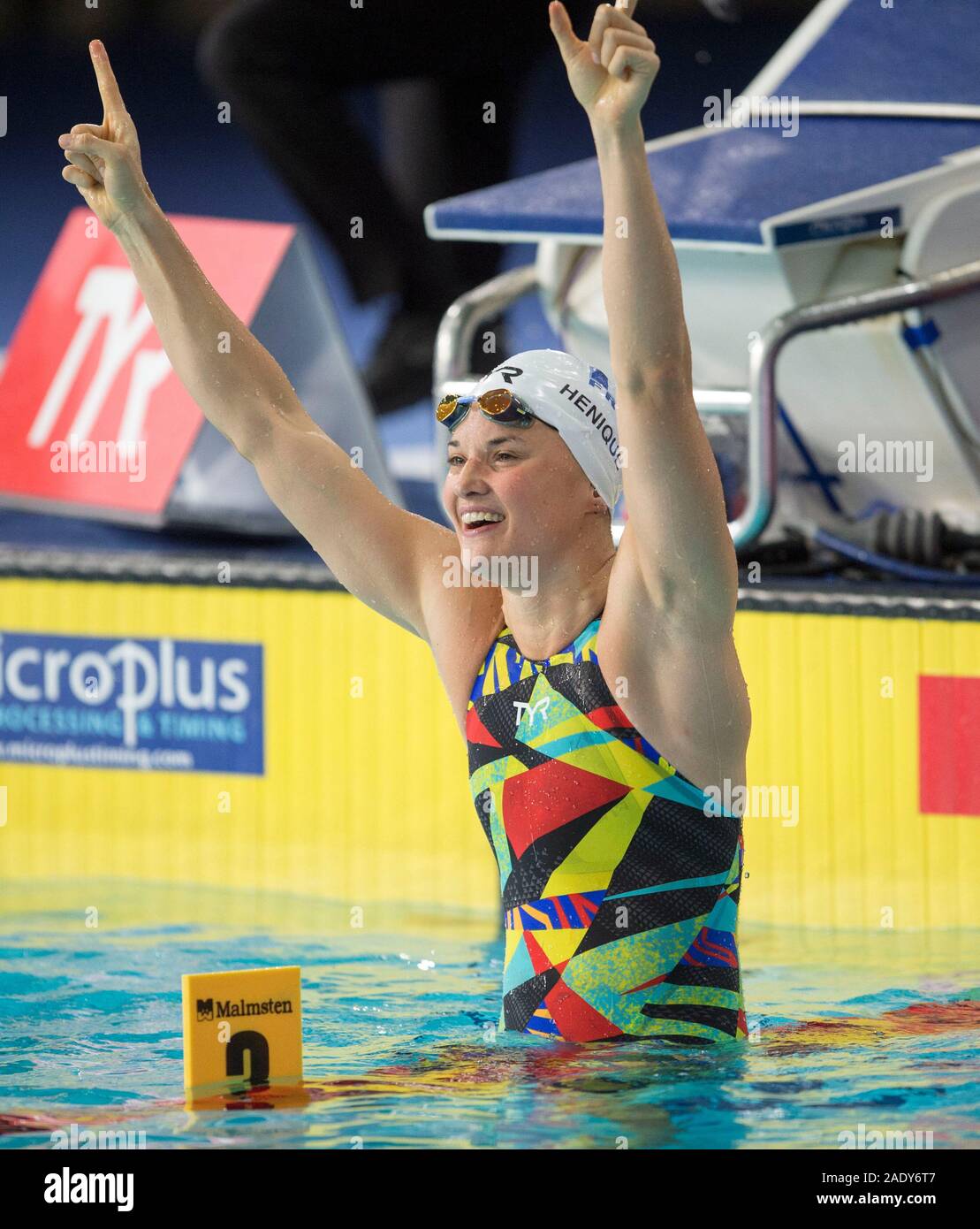 France's Melanie Henique celebrates after winning the Women's 50m ...