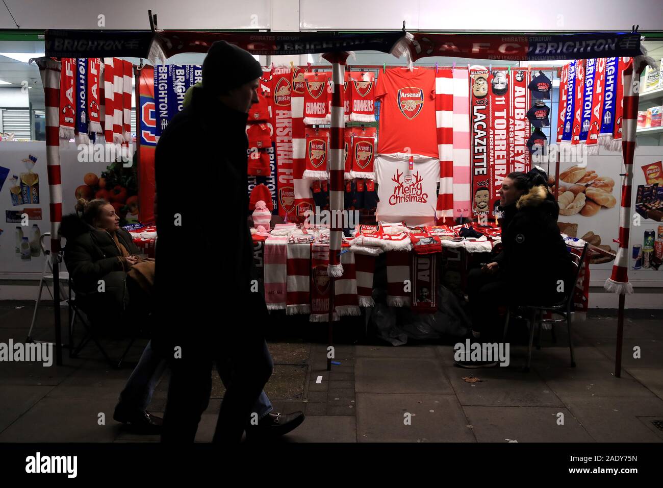A merchandise stand outside the ground before the Premier League match ...