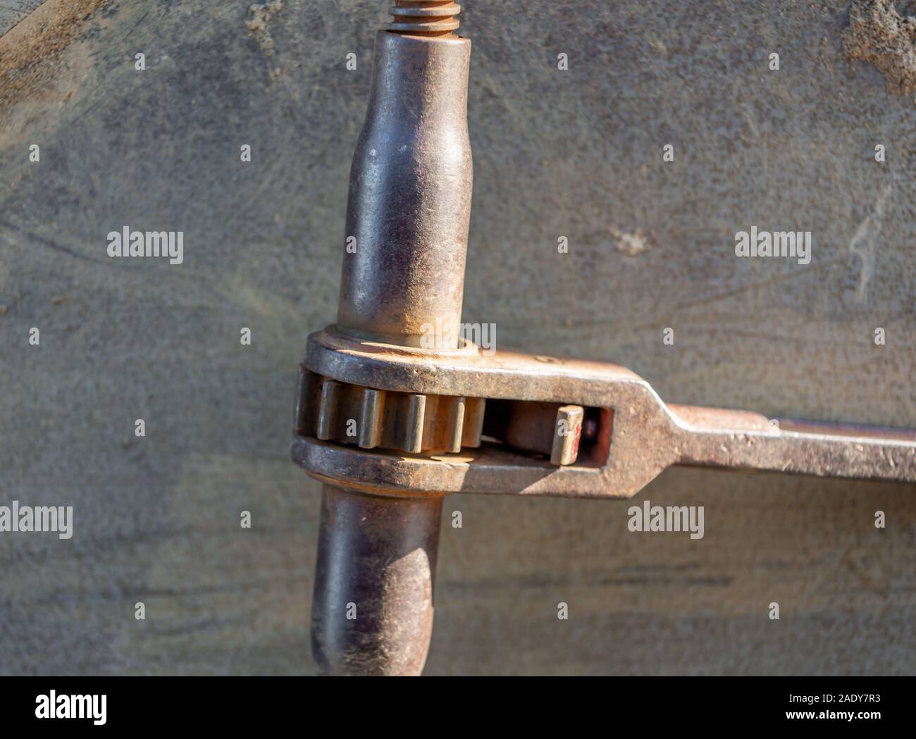 Detail of a used steel ratchet Stock Photo - Alamy