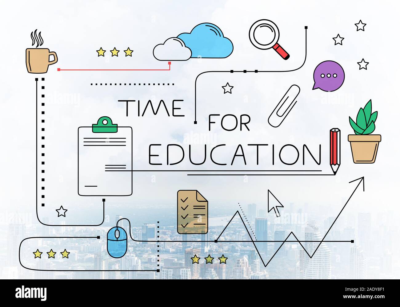 Time for education sketch with media signs Stock Photo - Alamy