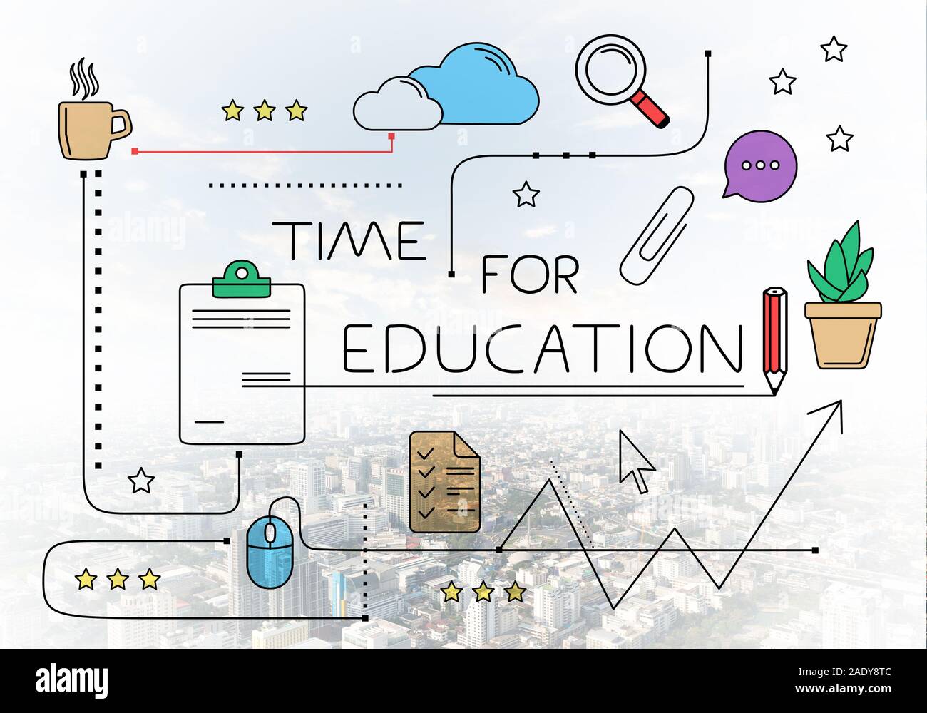 Time for education sketch with media signs Stock Photo - Alamy