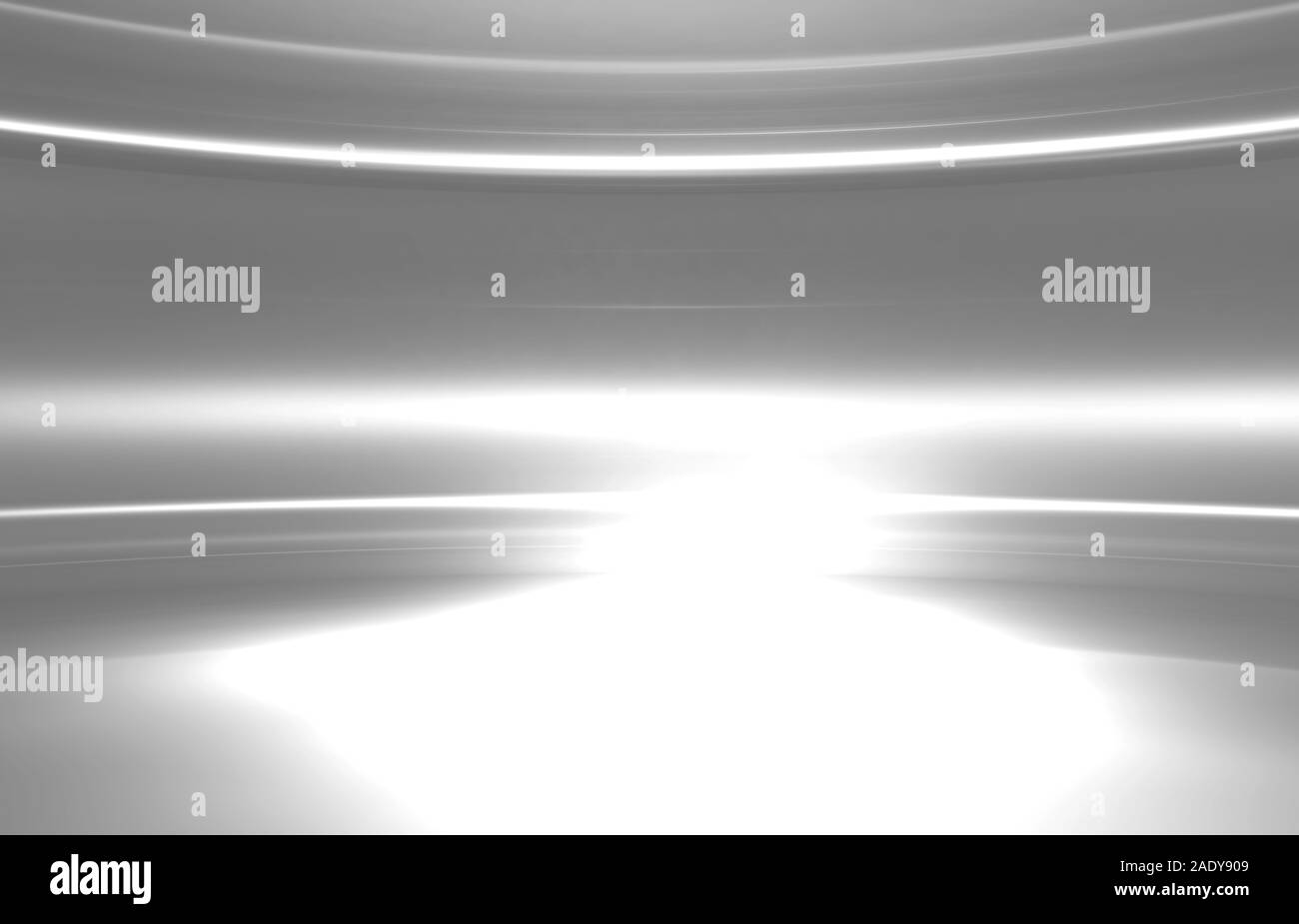 Abstract cg background. Empty shiny gray round interior with bright ...