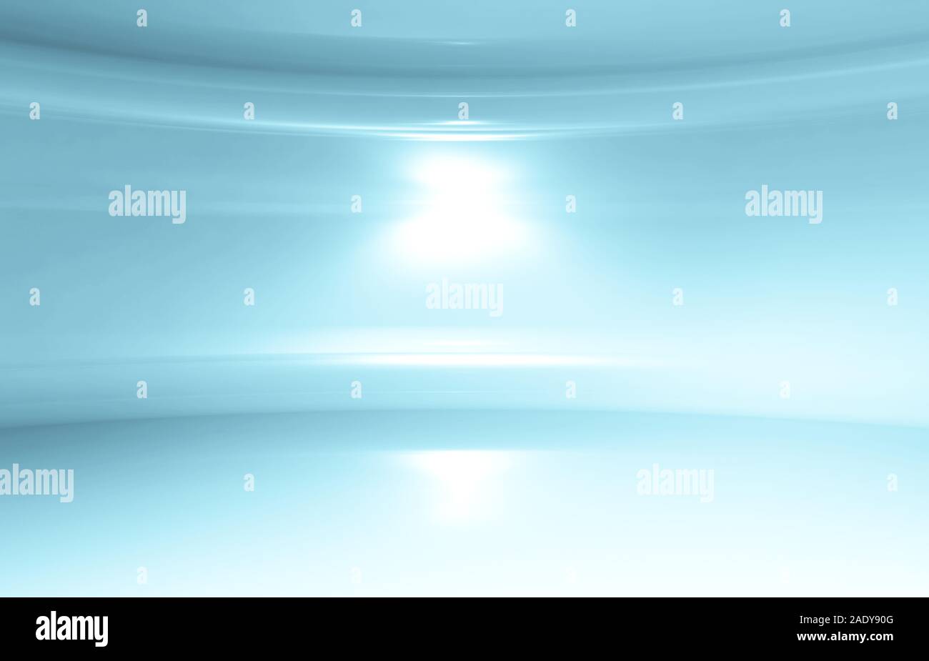 Abstract light blue round interior background with bright illumination ...