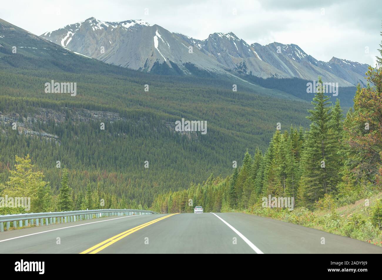 Icefields Parkway scenic drive in Jasper National Park, with the Rocky ...