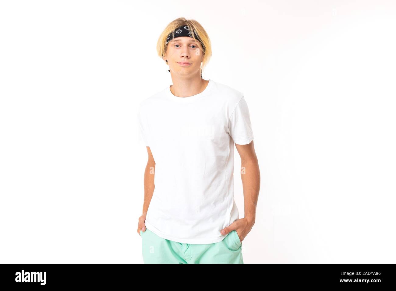 Stylish caucasian blonde man isolated on white background Stock Photo ...