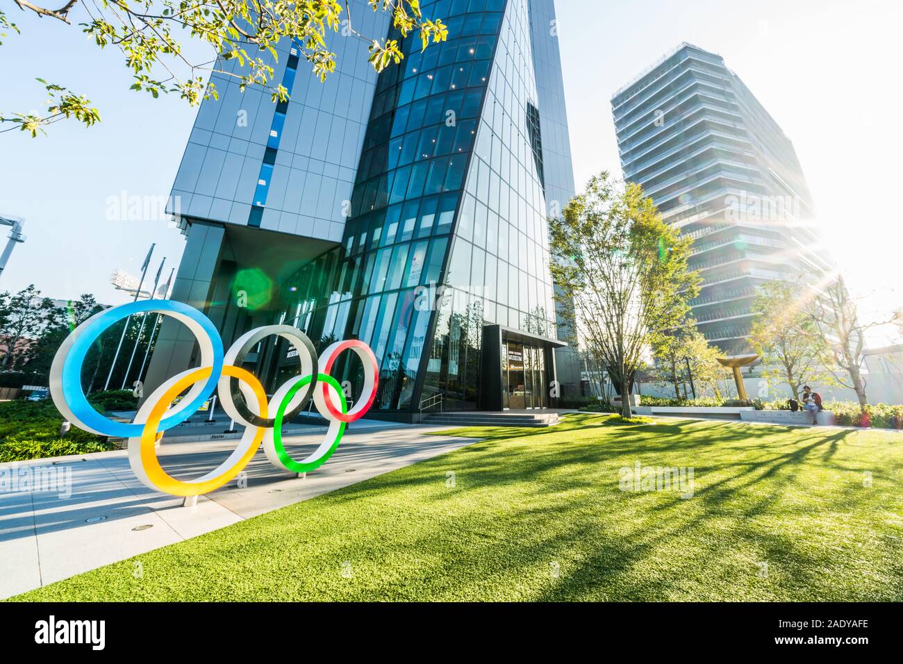Tokyo, Japan - Nov 1, 2019: Olympic symbol logo at Olympic Museum near ...