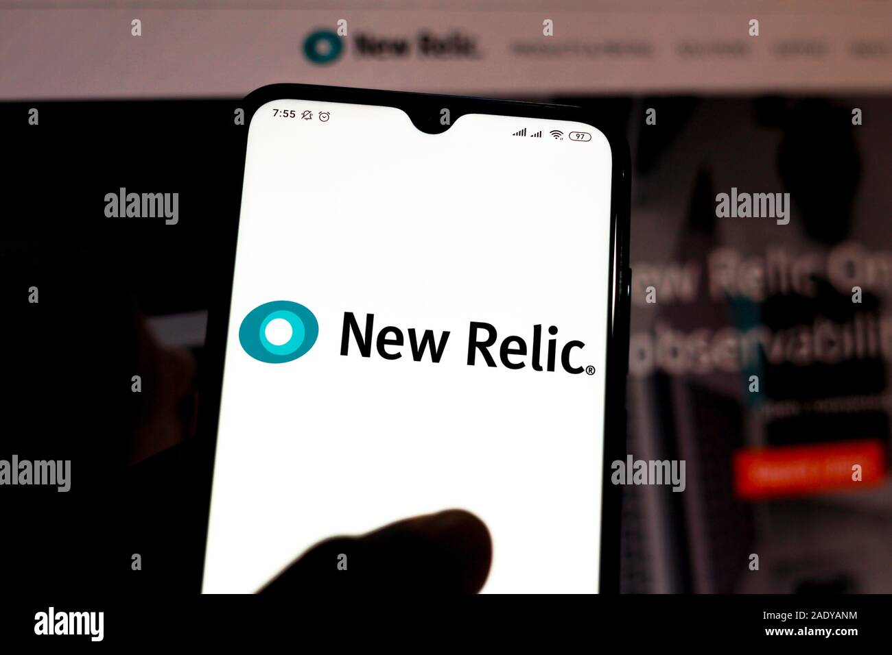 Brazil. 5th Dec, 2019. In this photo illustration the New Relic logo is ...