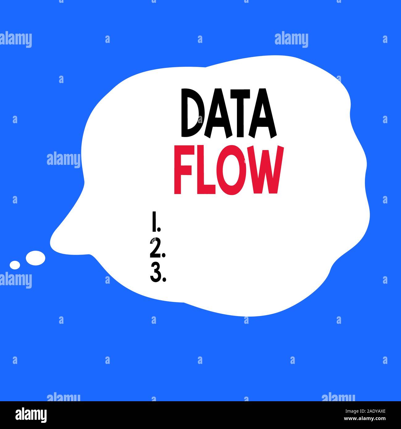 Writing note showing Data Flow. Business concept for the movement of data through a system ...