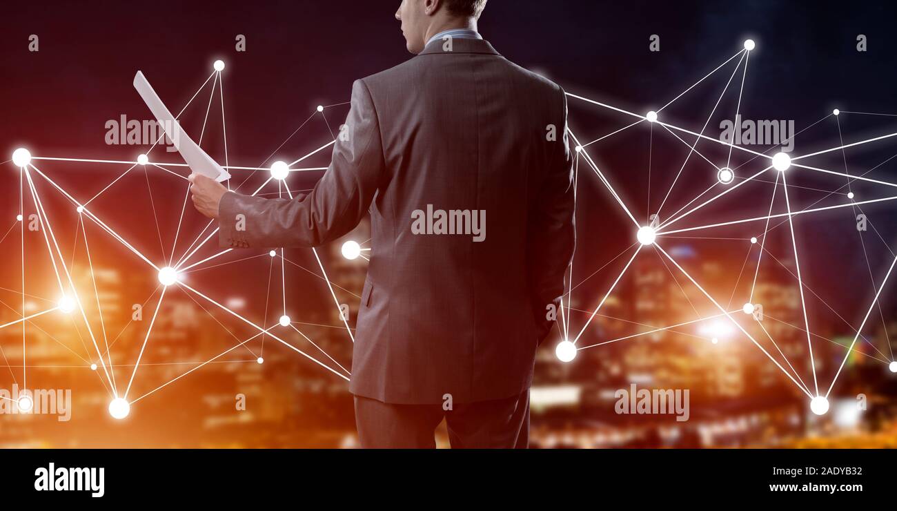 Concept of modern business networking that connect and cooperate people ...