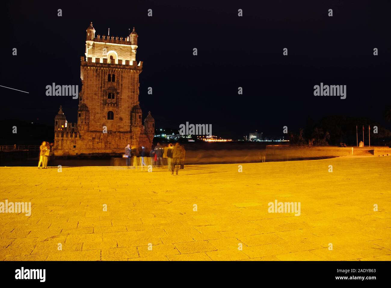 Belem tower lightened at night Stock Photo - Alamy