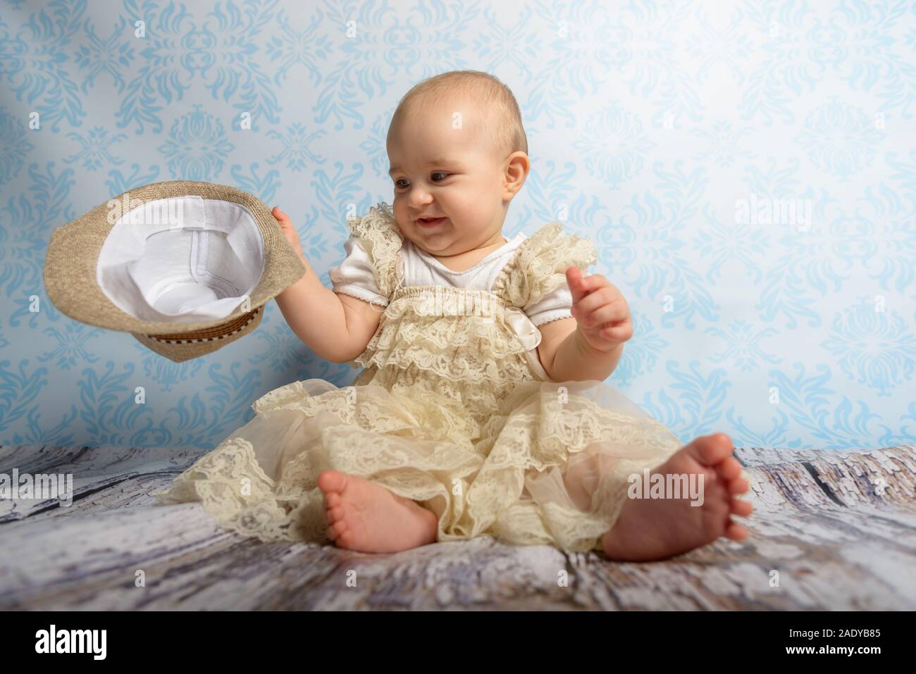 Portrait of adorable baby girl. Childhood. Authentic image Stock Photo ...