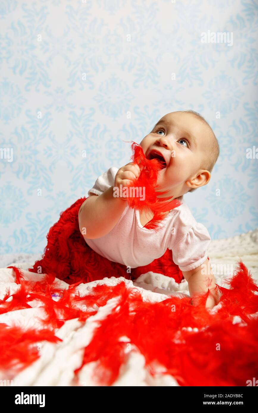 Portrait of adorable baby girl. Childhood. Authentic image Stock Photo ...