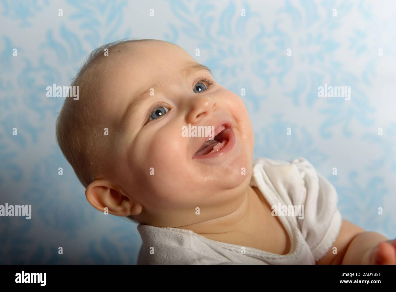 Portrait of adorable baby girl. Childhood. Authentic image Stock Photo ...