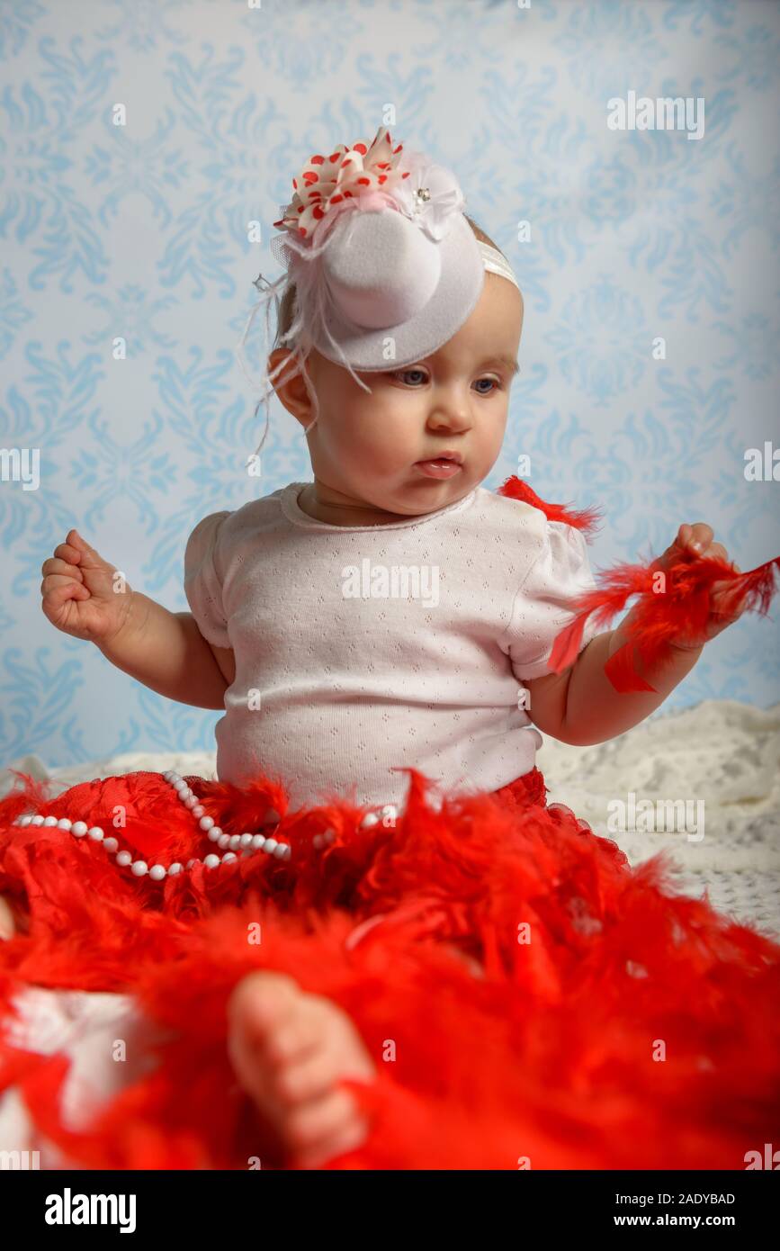 Portrait of adorable baby girl. Childhood. Authentic image Stock Photo ...