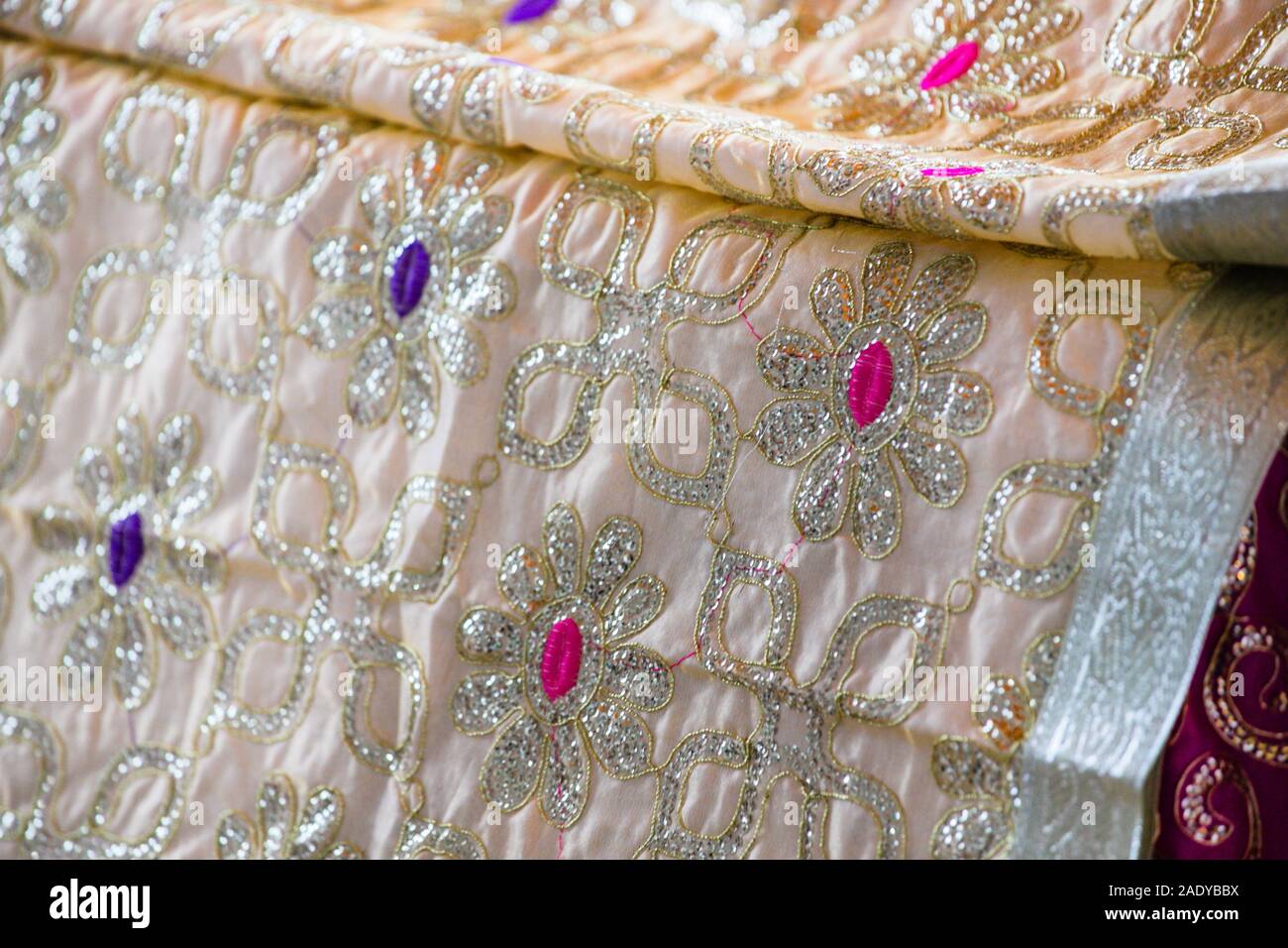 Indian sikh traditional ceremony ritual items, donation box, hands ...