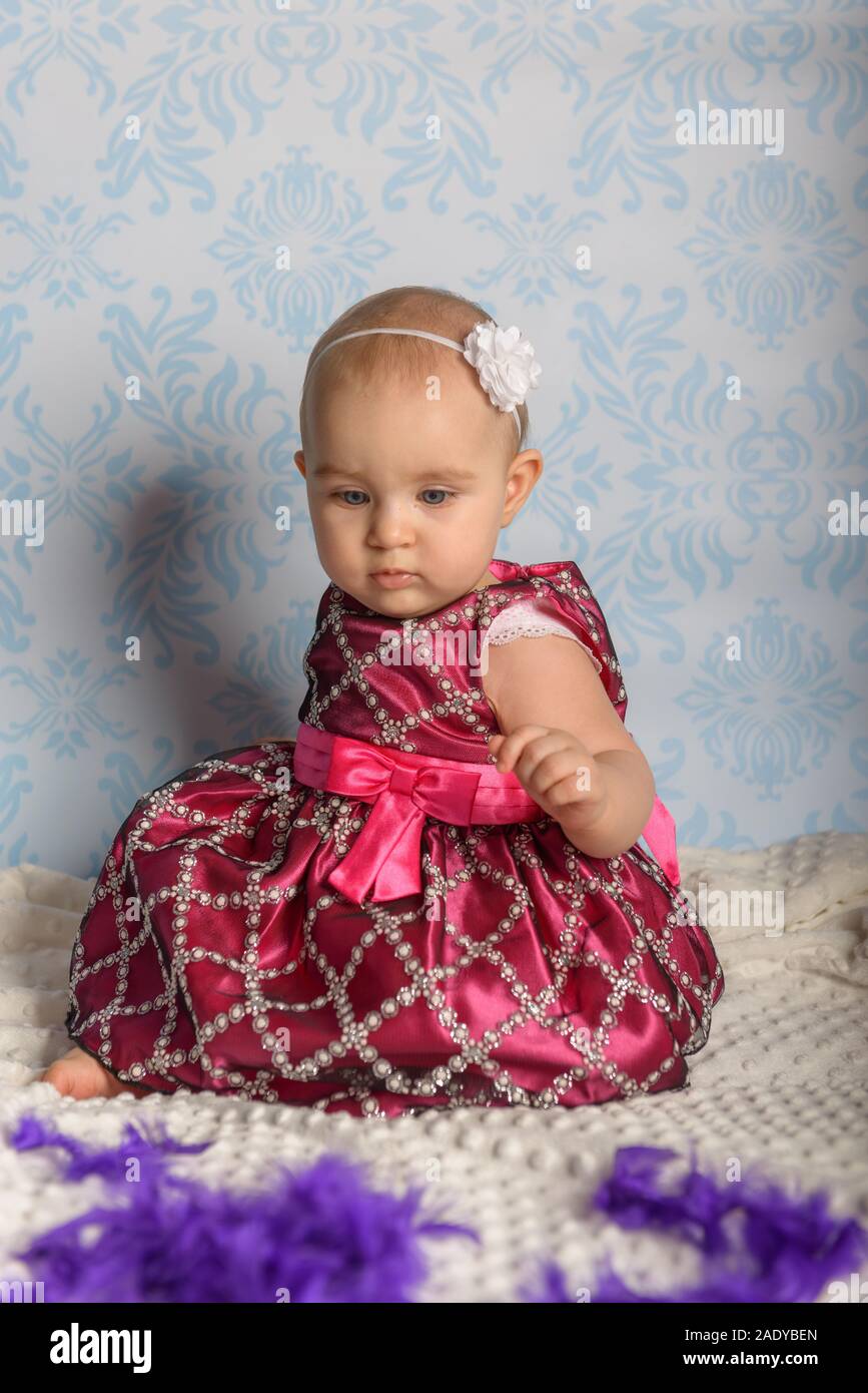 Portrait of adorable baby girl. Childhood. Authentic image Stock Photo ...